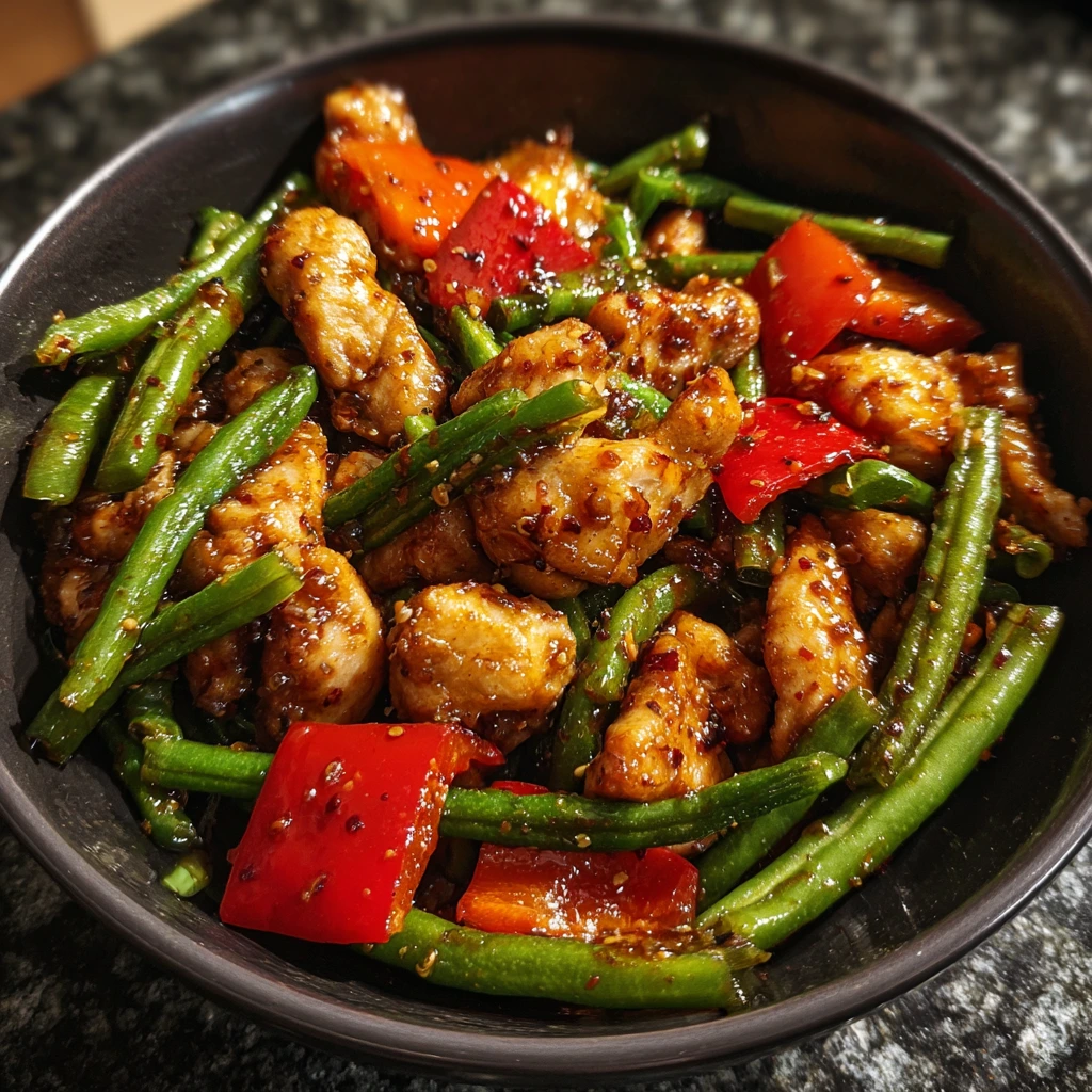 Savory Chicken Green Bean Stir Fry with Crispy Garlic and Soy Glaze ...