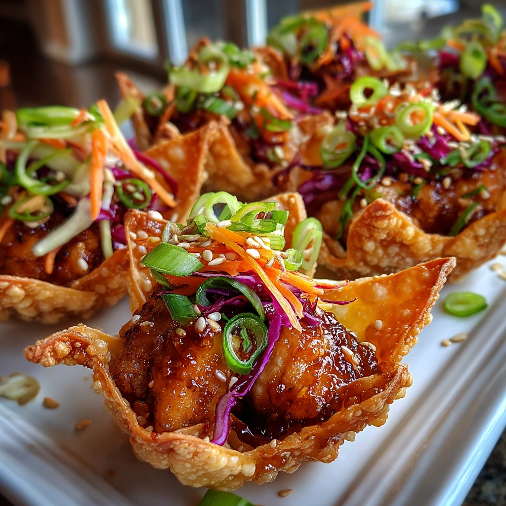Deliciously Crispy Teriyaki Chicken Wonton Tacos with Fresh Veggies ...