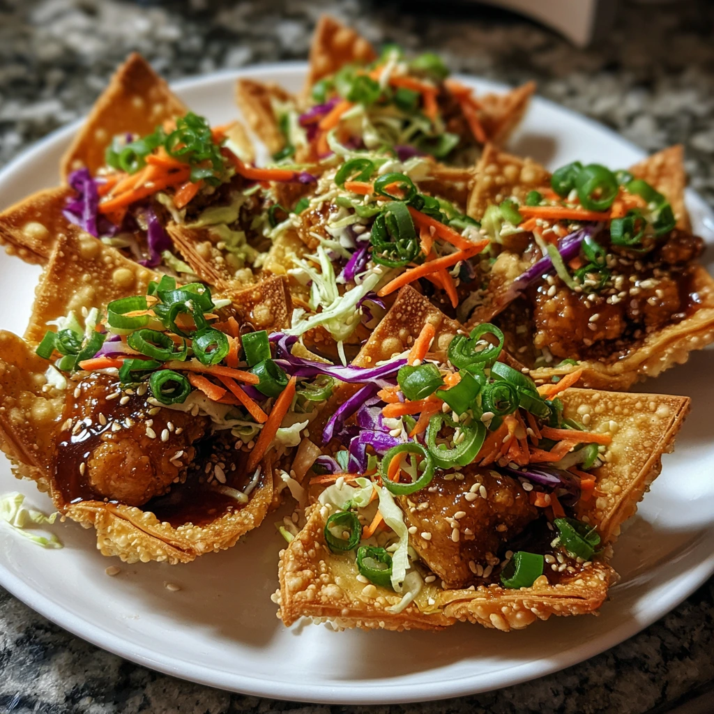 Deliciously Crispy Teriyaki Chicken Wonton Tacos with Fresh Veggies ...