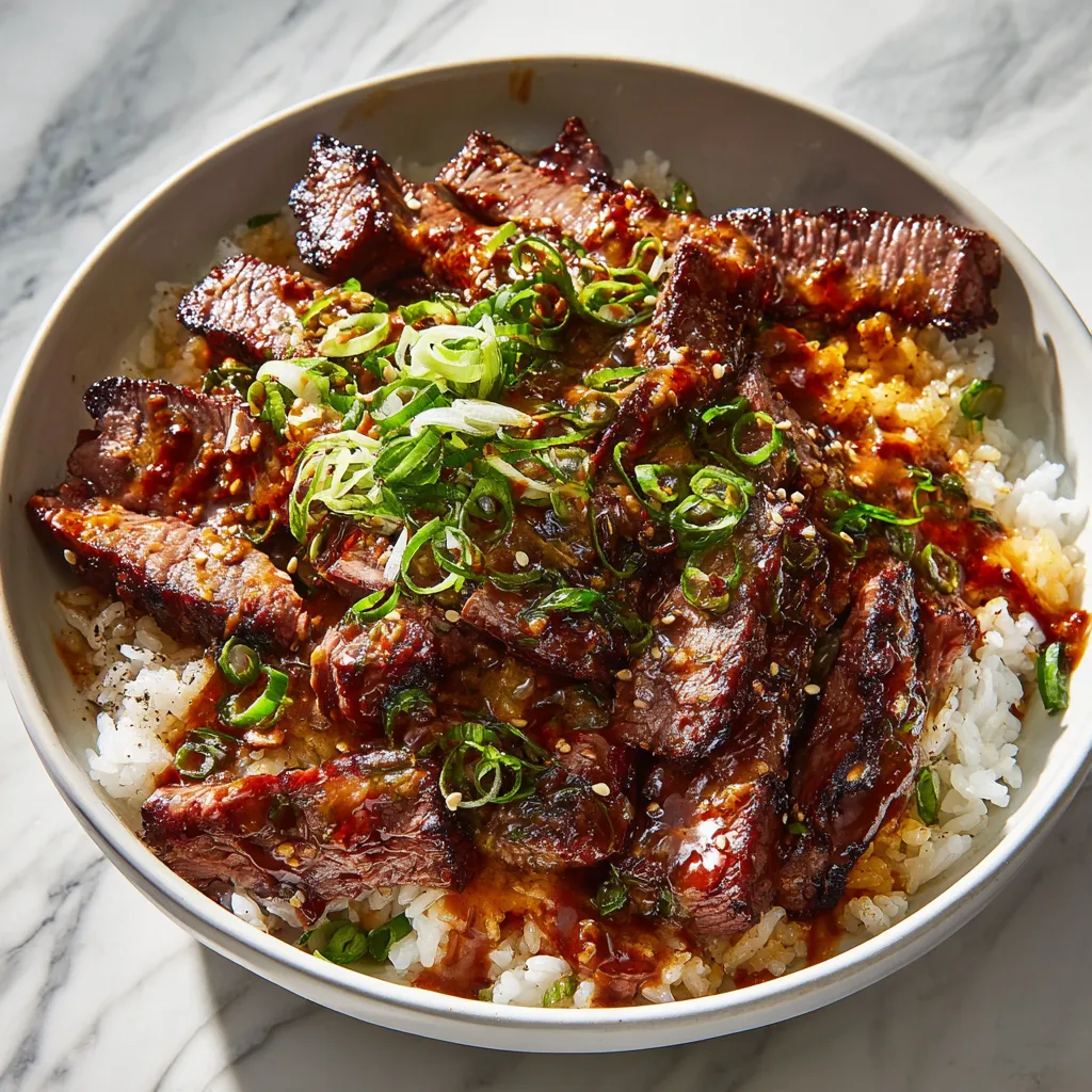 Ultimate Korean BBQ Steak Rice Bowl with Marinated Beef and Fresh ...
