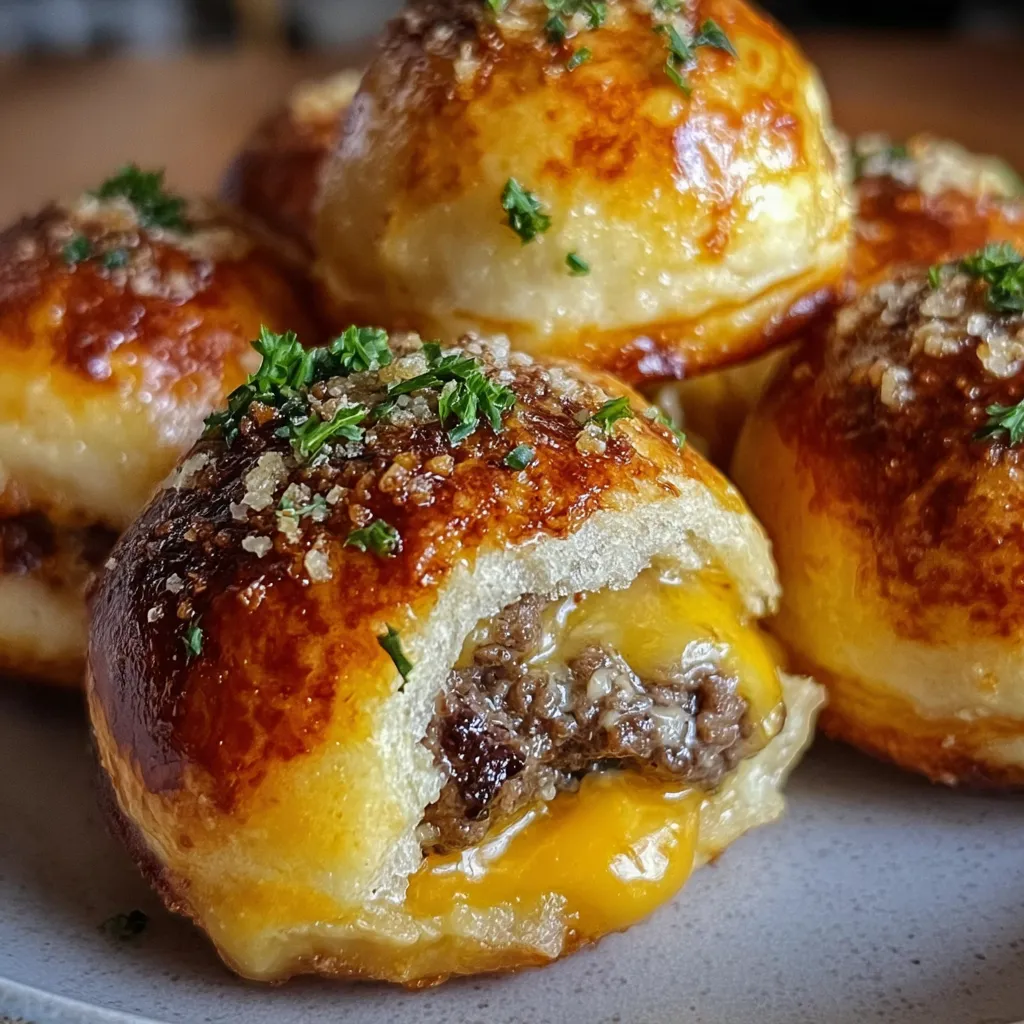 Easy Garlic Parmesan Cheeseburger Bombs with Crispy Golden Dough and ...