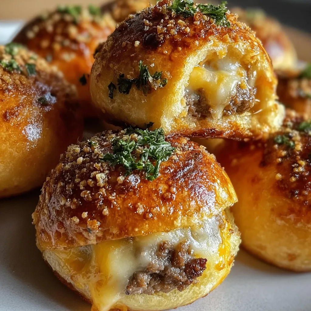 Easy Garlic Parmesan Cheeseburger Bombs with Crispy Golden Dough and ...