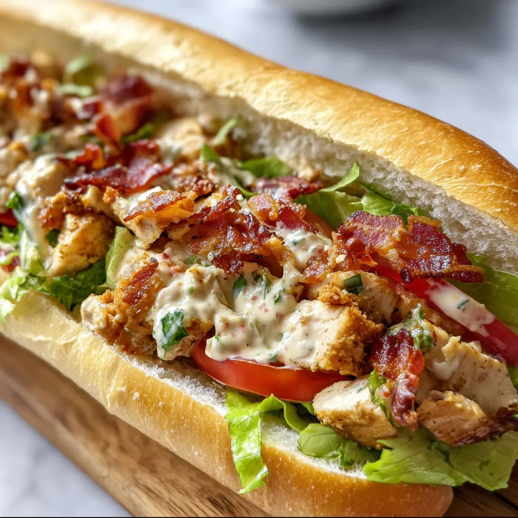 Savory Chopped Chicken Bacon Ranch Sub with Crispy Toppings and Creamy ...