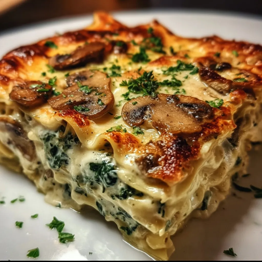 Ultimate Creamy Spinach Mushroom Lasagna with Three Cheese Blend ...