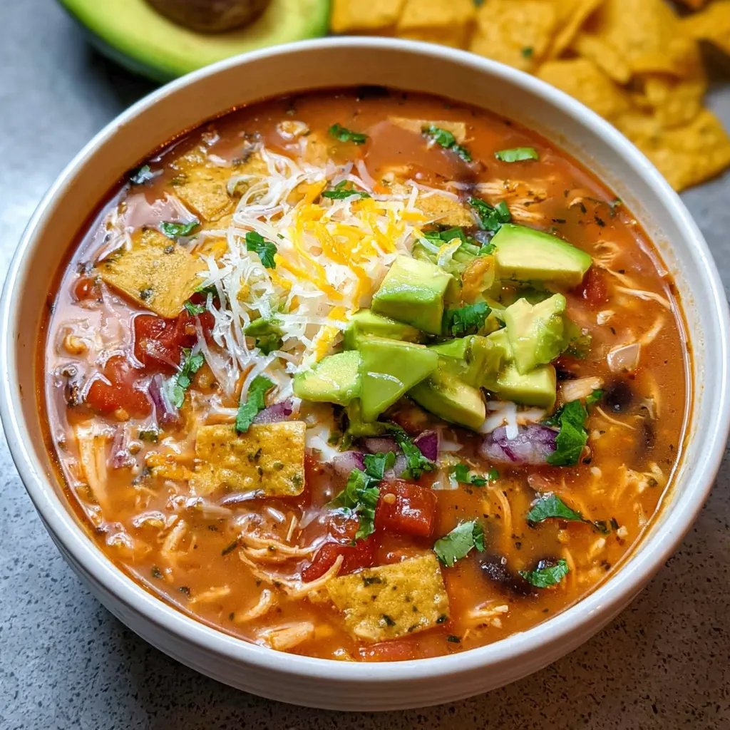 Ultimate Loaded Chicken Tortilla Soup with Fresh Toppings and Crispy ...